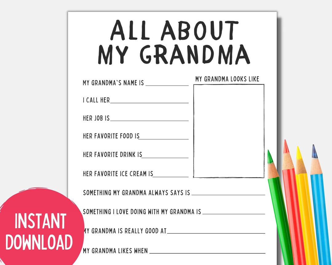 All About My Gradma | All About My Nana | Grandparents Day Craft ...