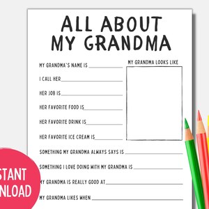 All About My Gradma | All About My Nana | Grandparents Day Craft ...