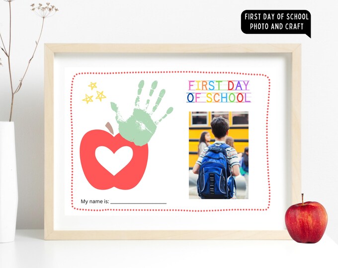 First Day of School Handprint Art, First Day Handprint Keepsake, First ...