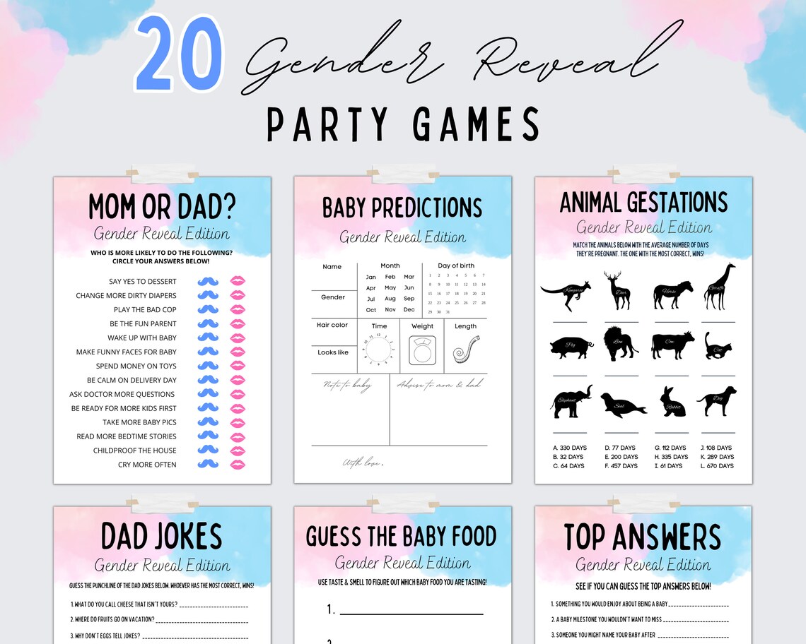 Gender Reveal Games Bundle Gender Reveal Games Gender - Etsy