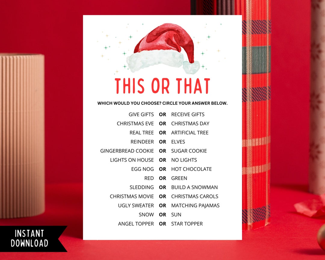 This or That Christmas | Christmas Game Printable | Games for Christmas ...