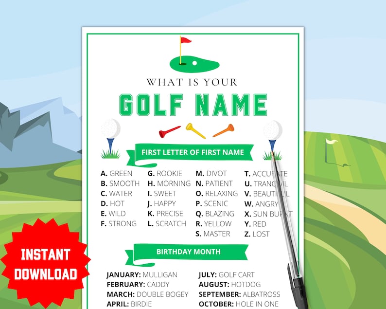 Golf Name Game | Golf Party Printable (digital Download) - Etsy
