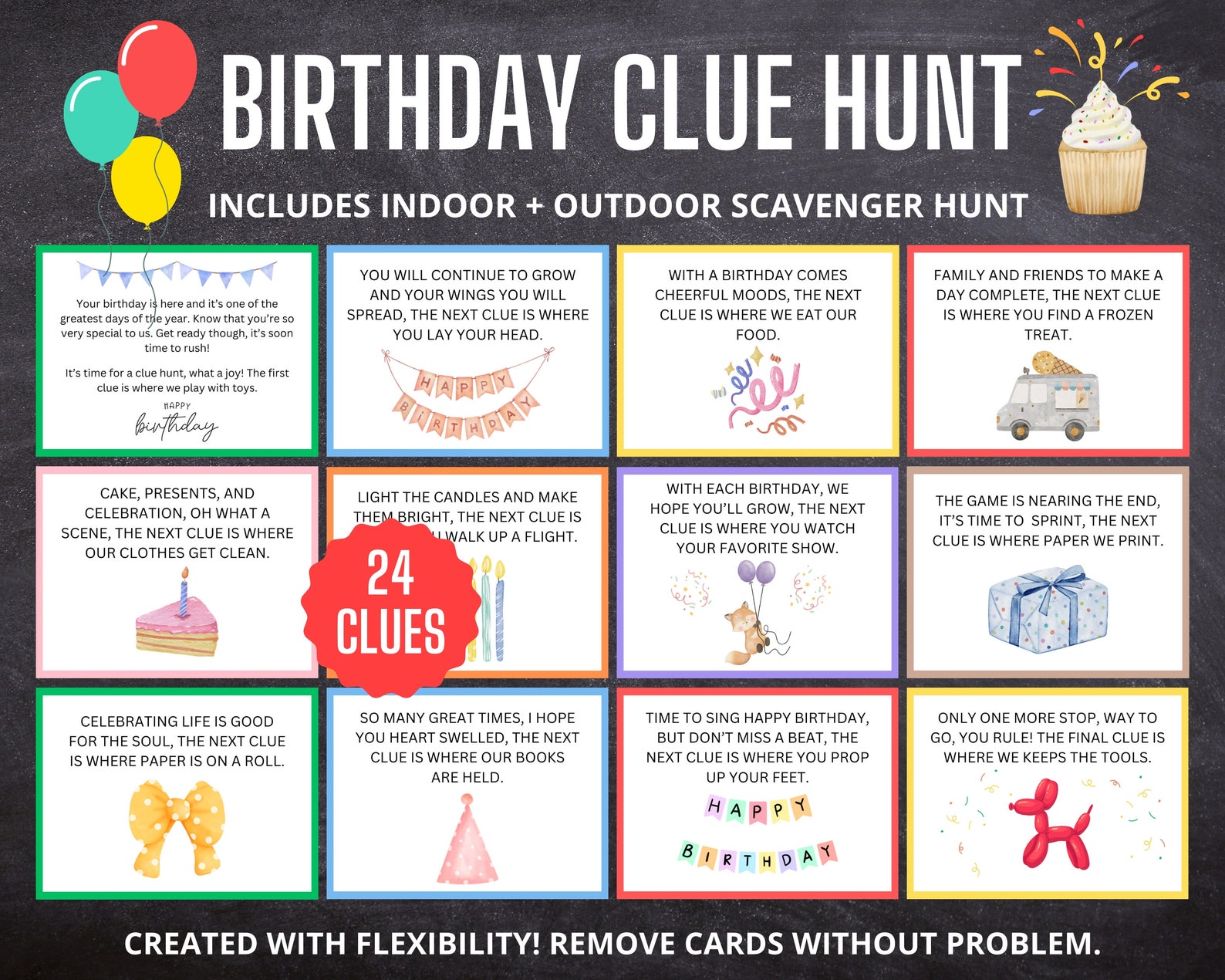 Birthday Scavenger Hunt Birthday Treasure Hunt Birthday Clue Hunt ...