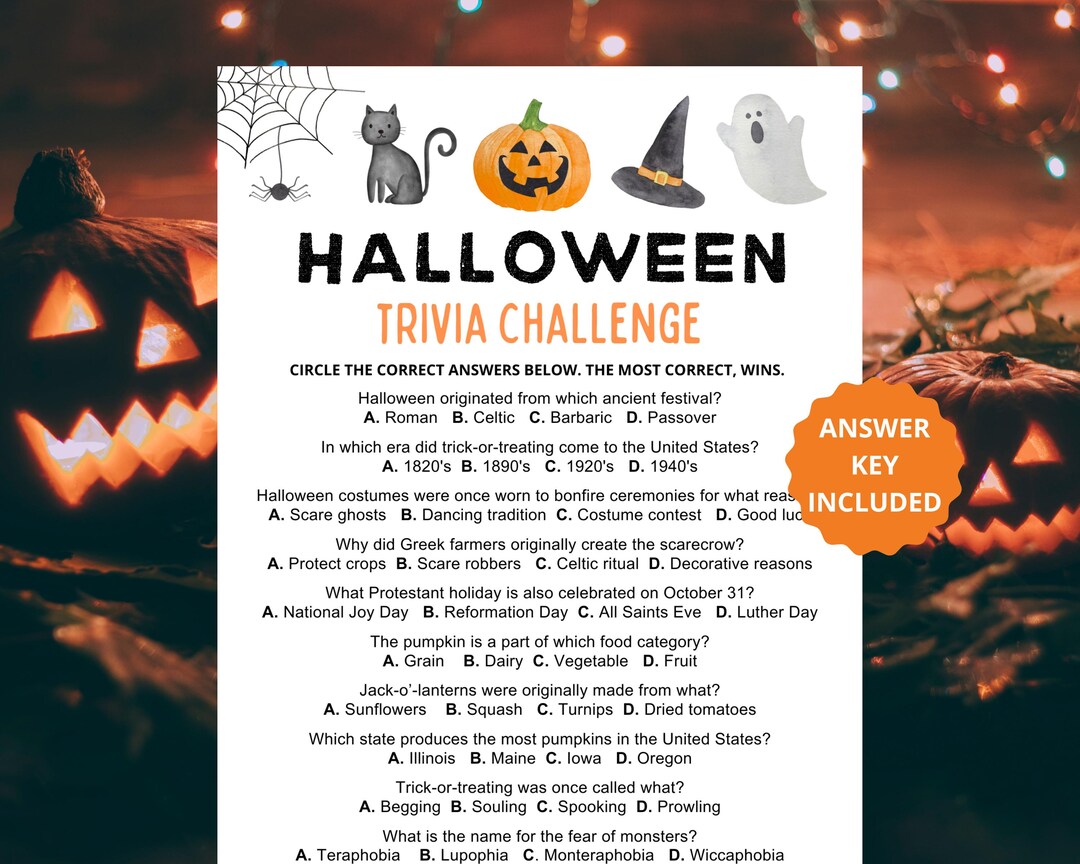 Halloween Trivia | Printable Halloween Game | Halloween Game for Adults ...