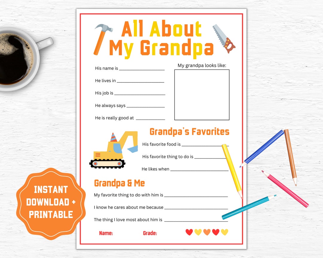 All About My Grandpa | Grandparents Day Activity | Grandparents Day ...
