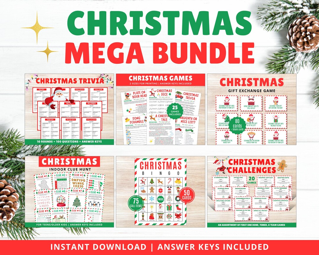 Christmas Mega Game Bundle: Trivia, Bingo, Scavenger Hunt (printable ...