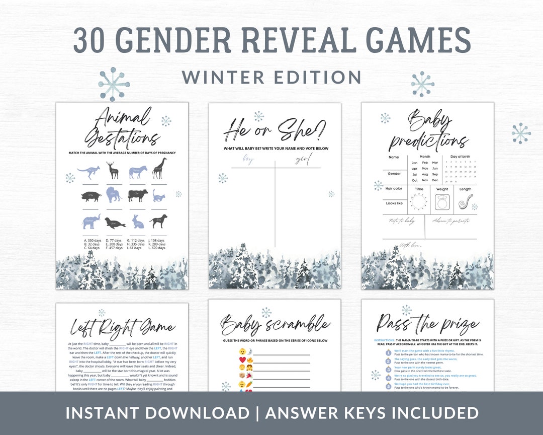 Winter Gender Reveal Games | Gender Reveal Games | Winter Gender Reveal ...