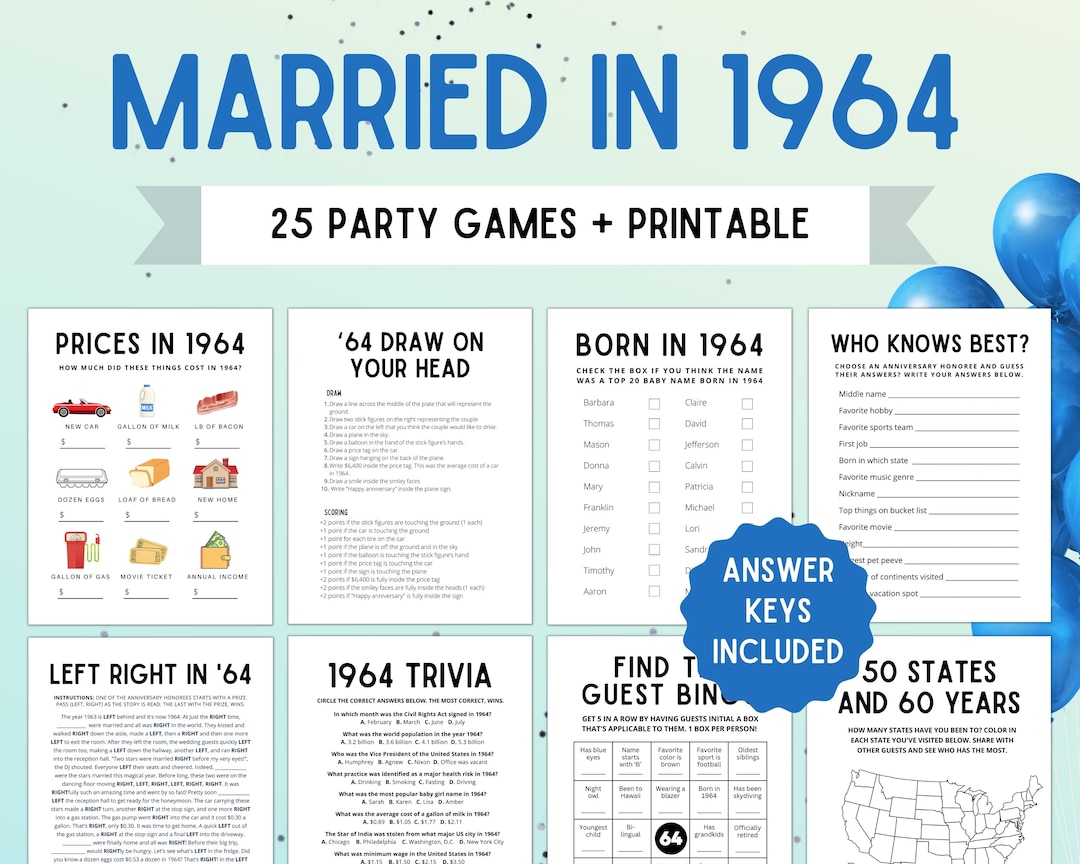 60th Anniversary Games | Married in 1964 Games | Married in 1964 ...