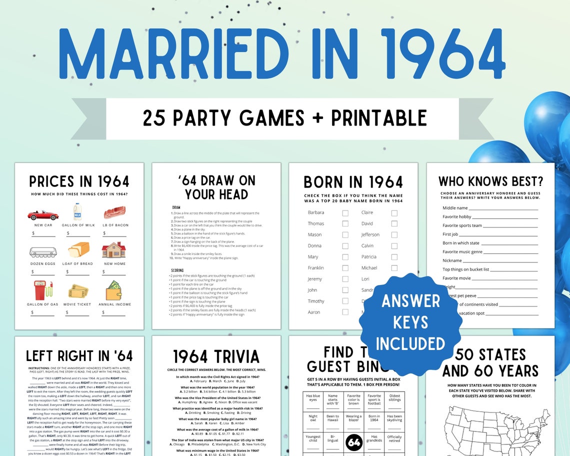 60th Anniversary Games | Married in 1964 Games | Married in 1964 ...