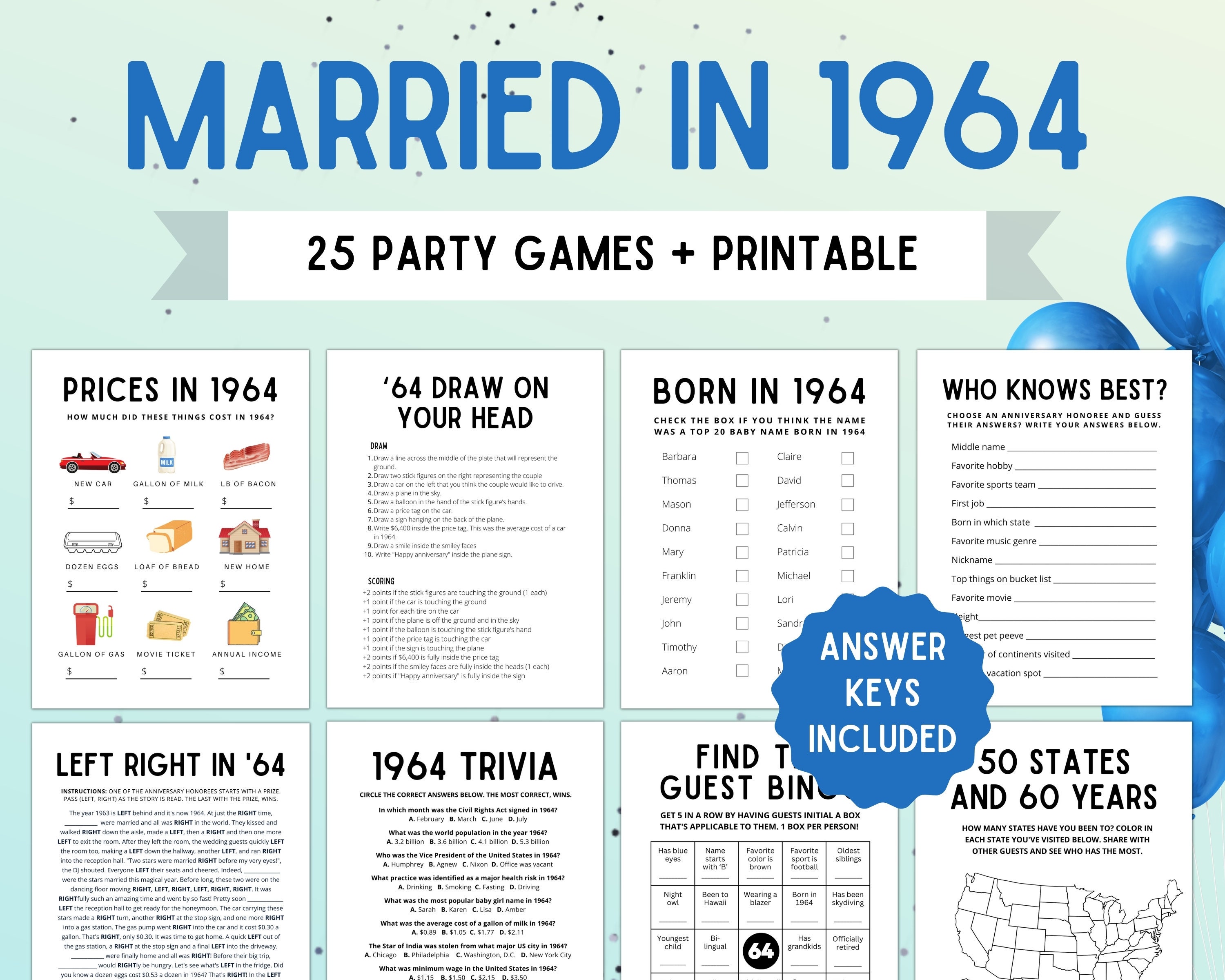 60th Anniversary Games | Married in 1964 Games | Married in 1964 ...