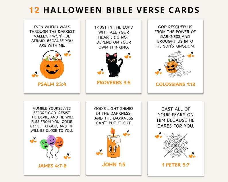Halloween Bible Verse Cards: Christian Scripture Tracts (digital ...