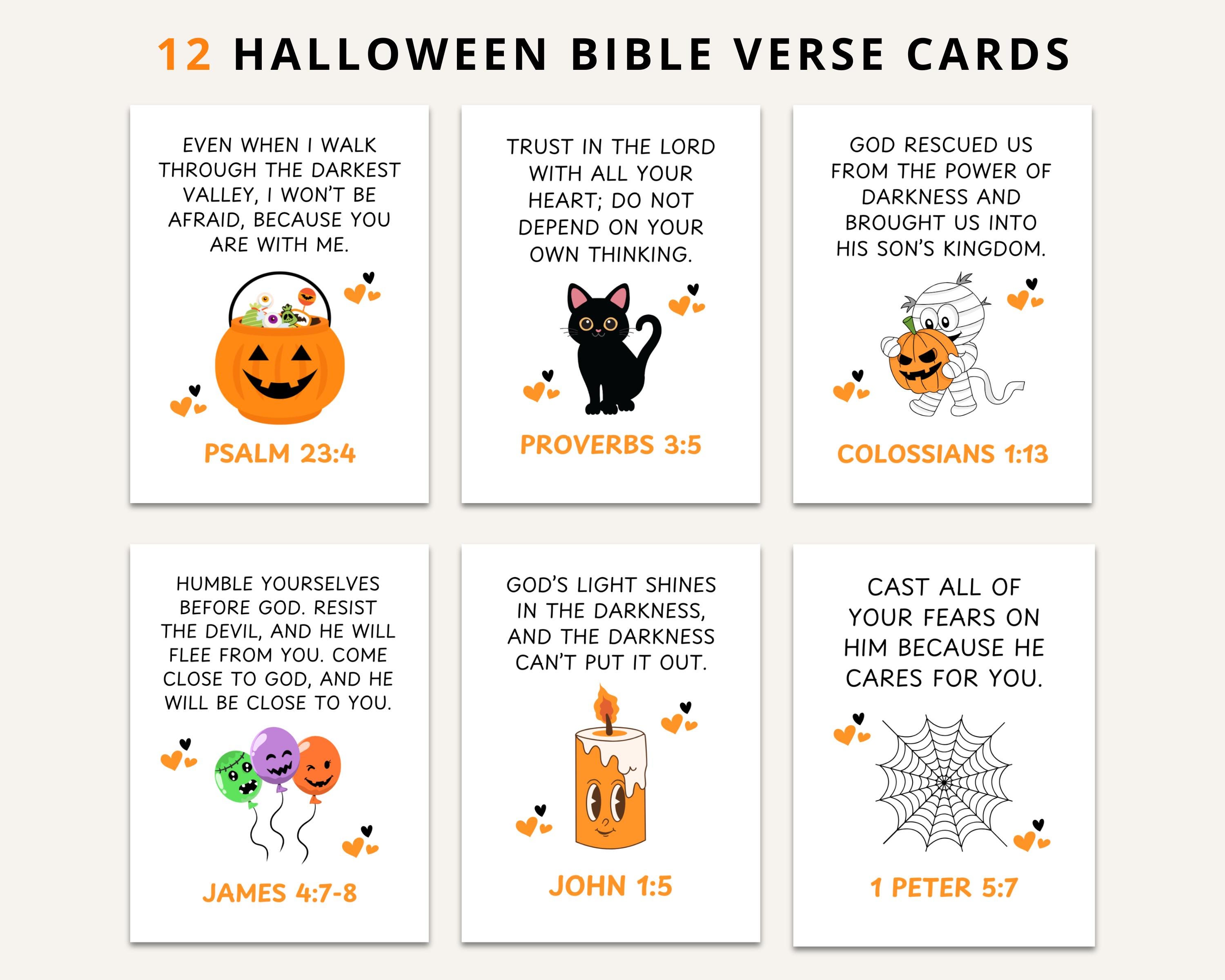 Halloween Bible Verse Cards: Christian Scripture Tracts (digital ...