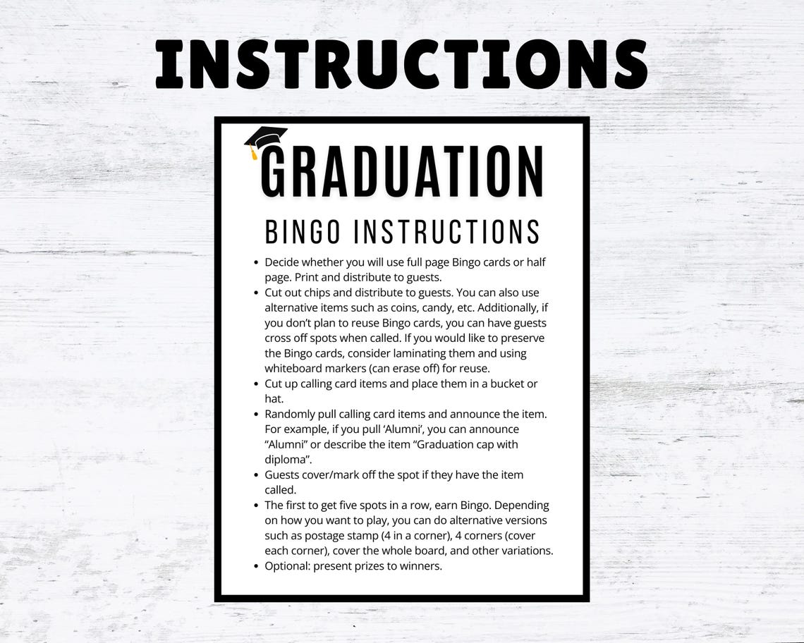 Graduation Bingo Game: 50 Unique Cards (digital Download) - Etsy