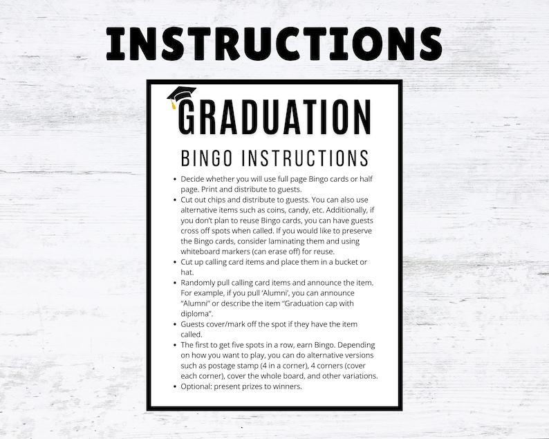 Graduation Bingo Game: 50 Unique Cards (digital Download) - Etsy
