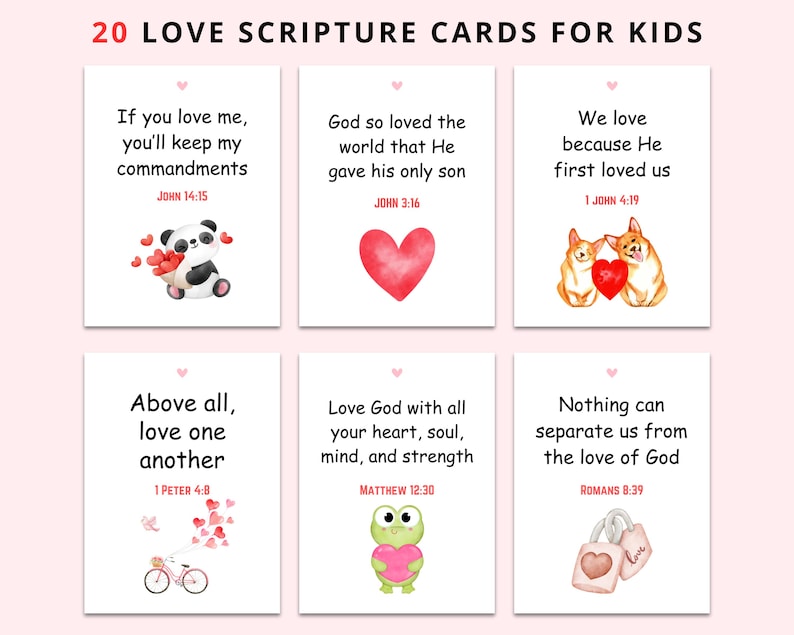 Love Bible Verse Cards for Kids: Christian Valentines (printable) - Etsy