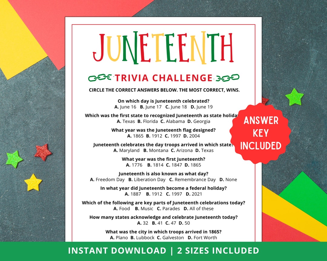 Juneteenth Trivia | Juneteenth Game | Juneteenth Game for Adults Kids ...