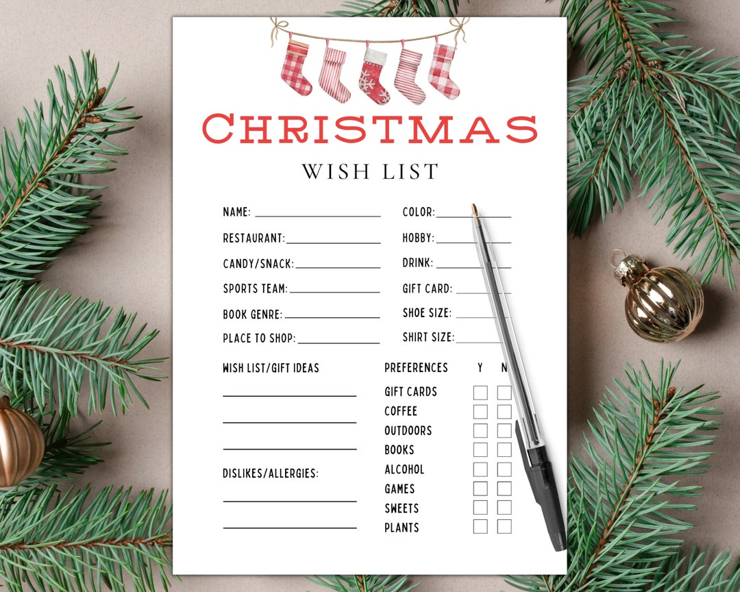Christmas List | Christmas Wish List | Christmas List Printable | Gift ...