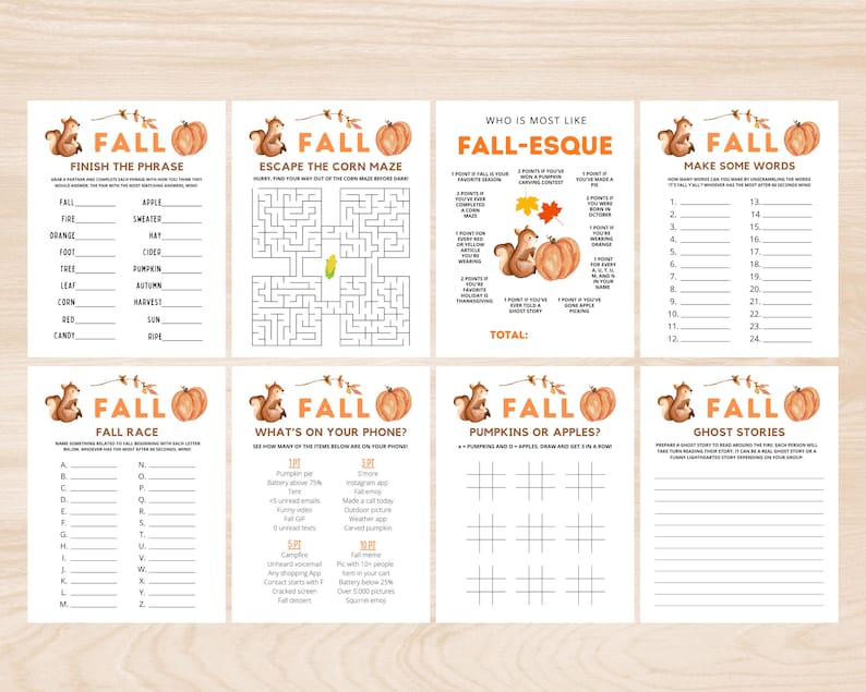 Fall Games Mega Bundle: Printable Autumn Games & Activities (digital ...