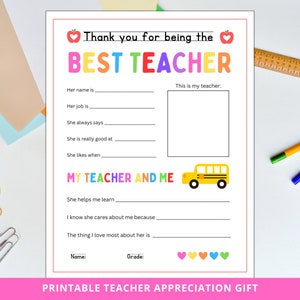 End of Year Teacher Gift | Printable Teacher Appreciation Gift ...