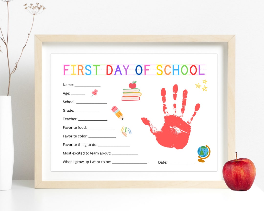 First Day of School Handprint Craft Back to School Art - Etsy