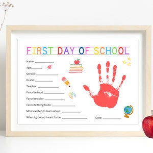 First Day of School Handprint Craft Back to School Art - Etsy