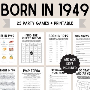 75th Birthday Party Games Born in 1949 70th Birthday Games 1949 Games ...