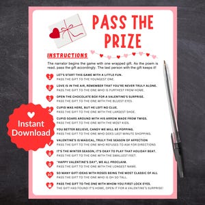 Valentine's Pass the Prize Game: Printable Party Icebreaker (digital ...