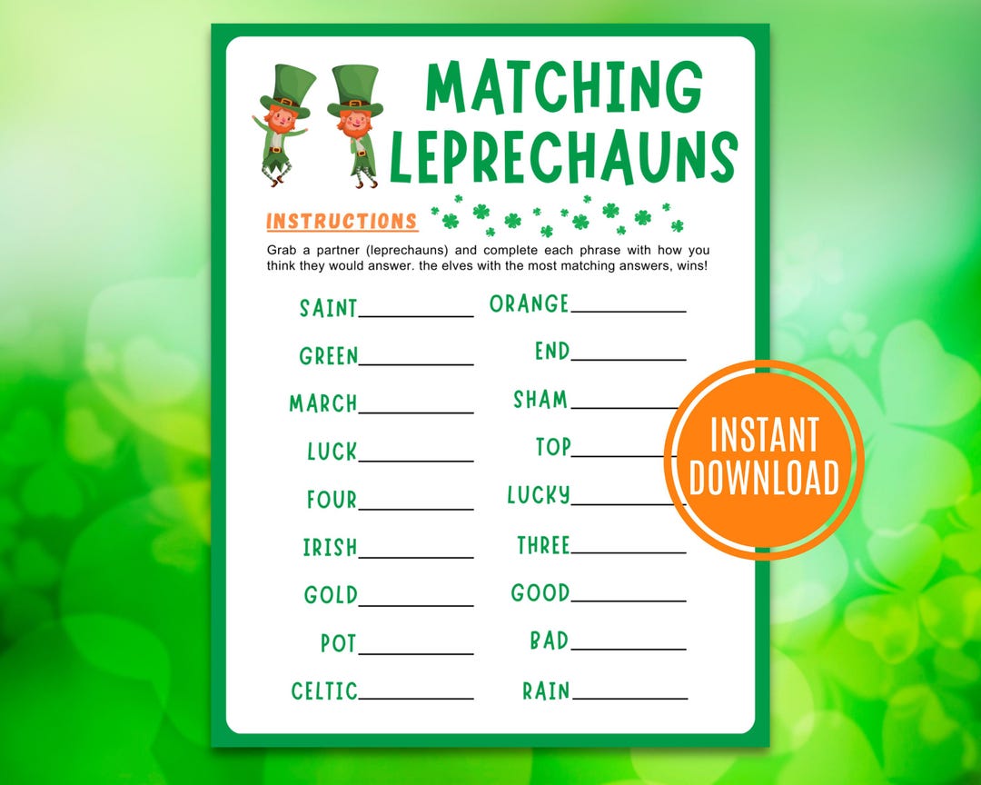 St Patricks Day Group Game | St Patricks Day Icebreaker | Printable St ...