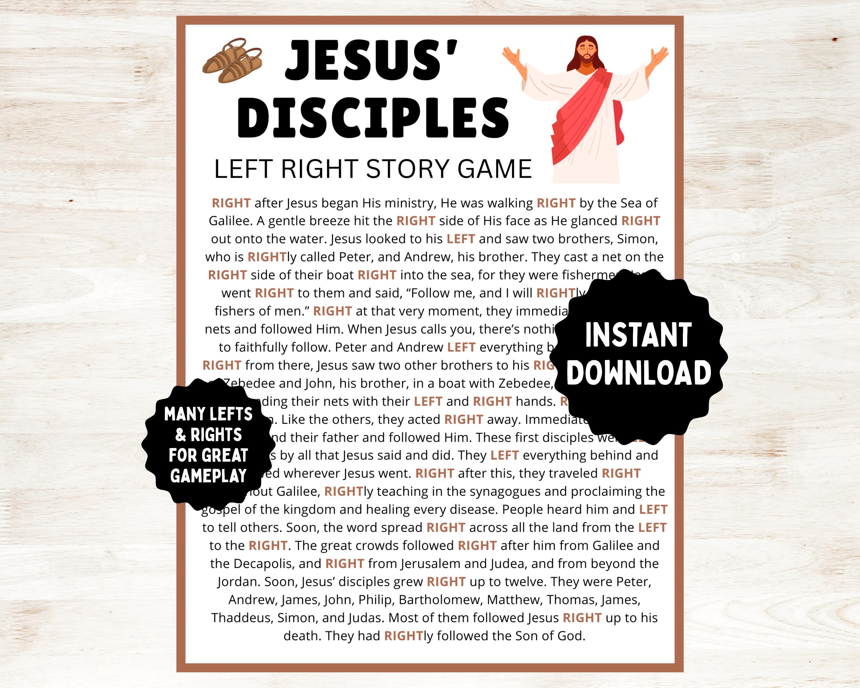 Jesus' Disciples Bible Game: Left Right Story Activity (printable ...