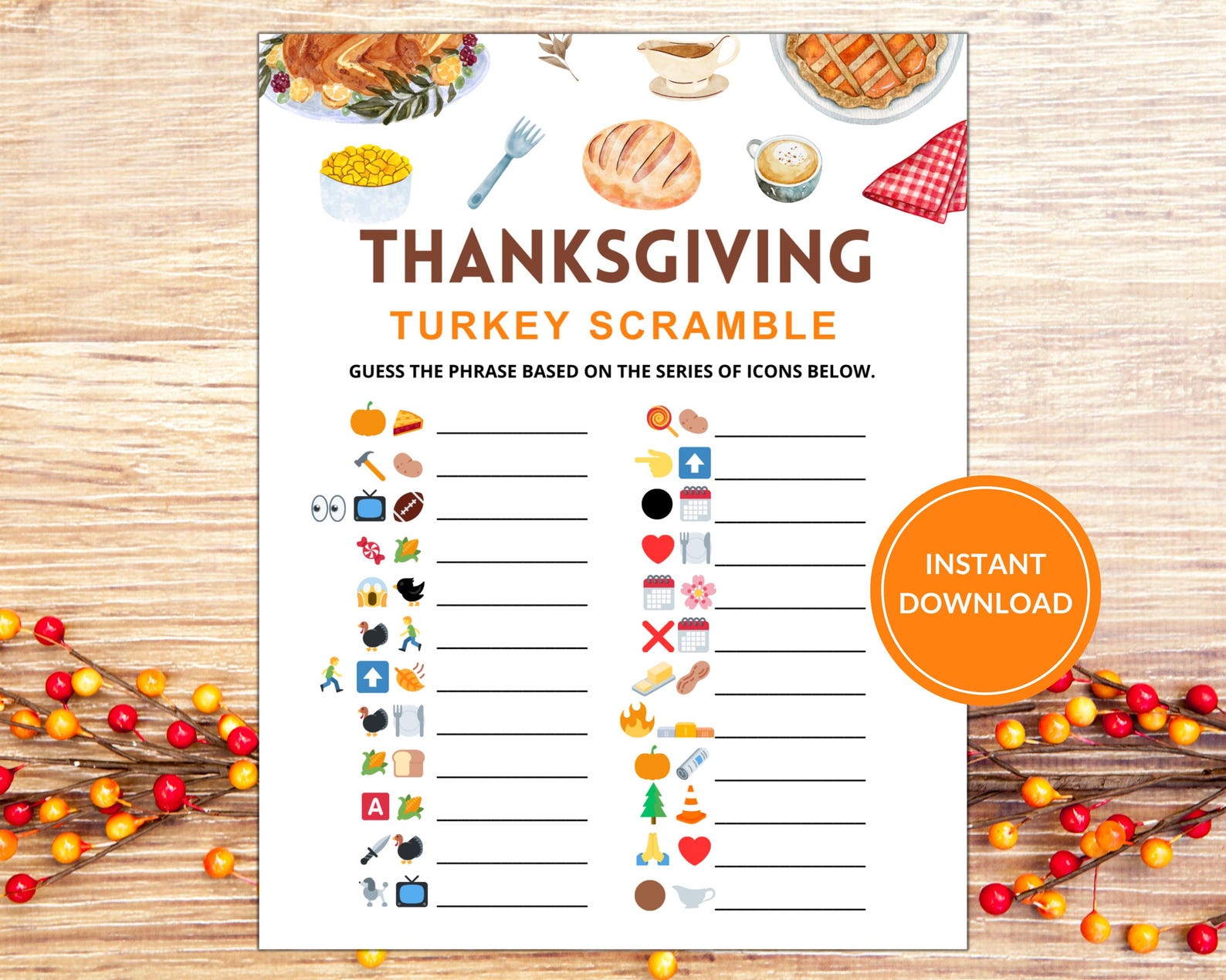 Thanksgiving Turkey Scramble Game | Printable Party Activity (digital ...