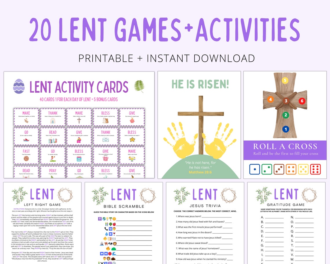 Lent Activities and Games Bundle | Church, School (printable) - Etsy