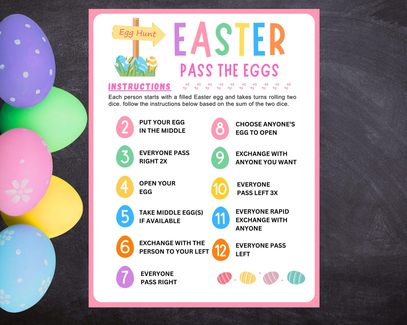 Pass the Eggs Easter Game | Printable Easter Activity (digital Download ...