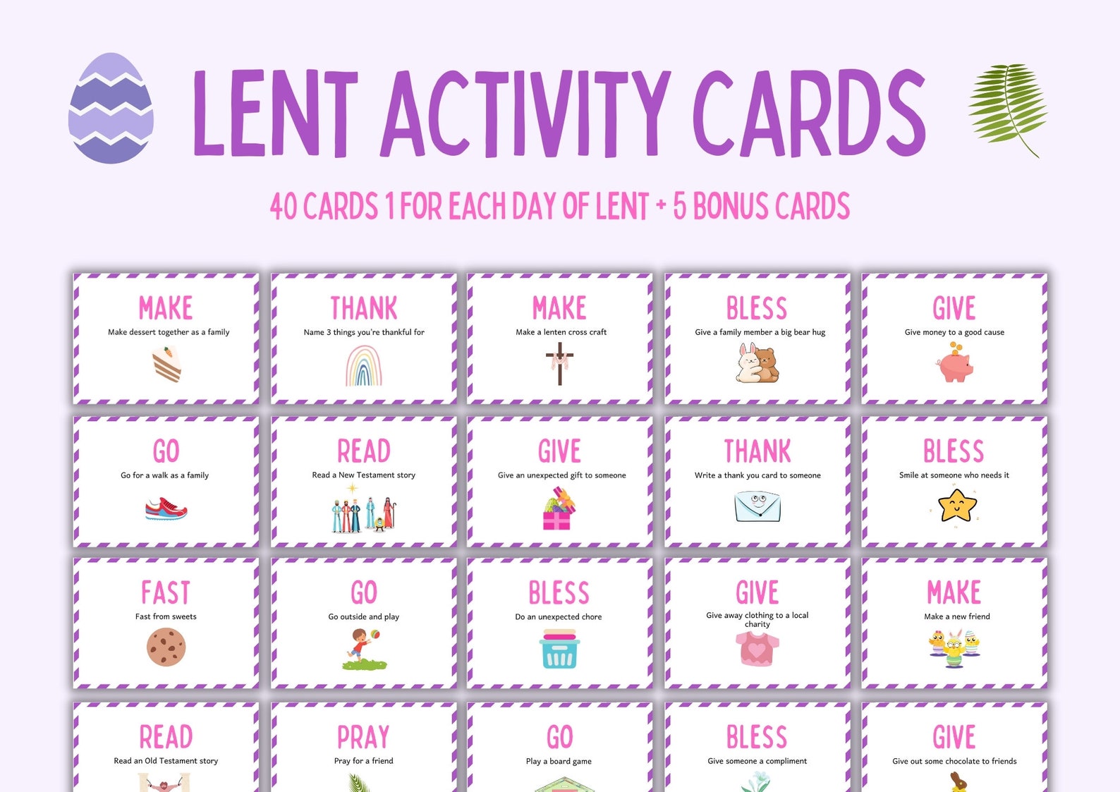Lent Activities for Kids Lent for Kids Lenten Activities Lent Cards ...