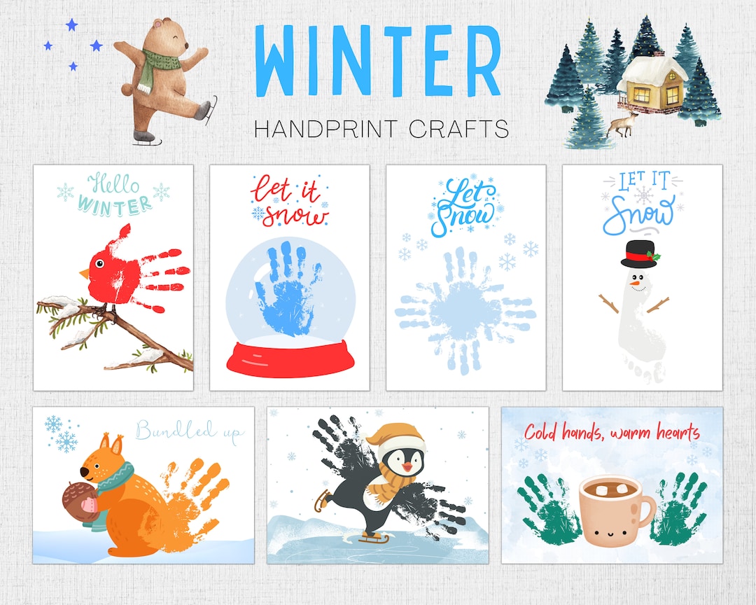 Winter Handprint Craft Bundle Winter Preschool Craft - Etsy