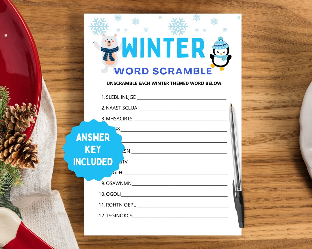 Winter Word Scramble | Winter Activities School | Winter Classroom Game ...