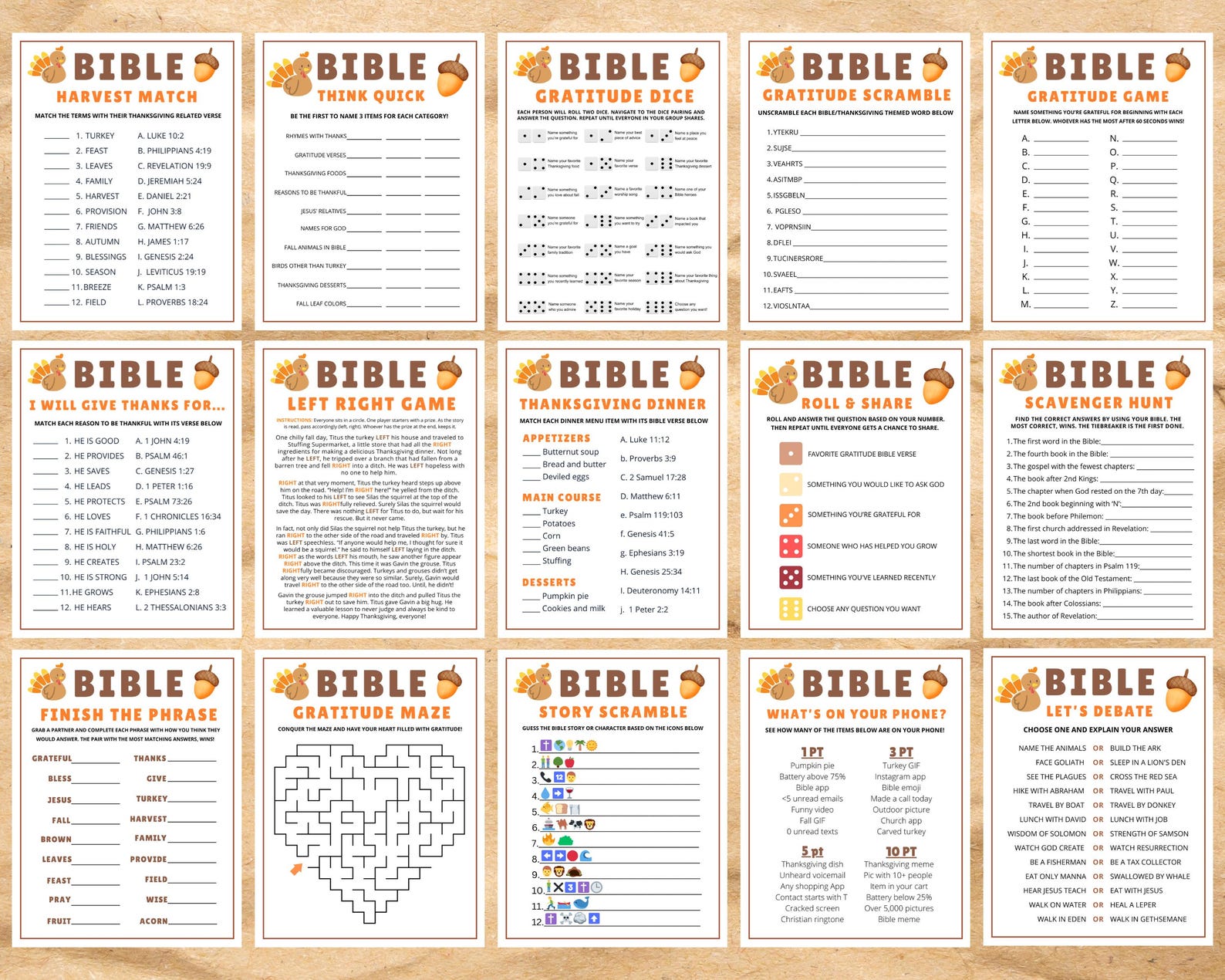 Thanksgiving Bible Games: 20 Christian Thanksgiving Activities (digital ...