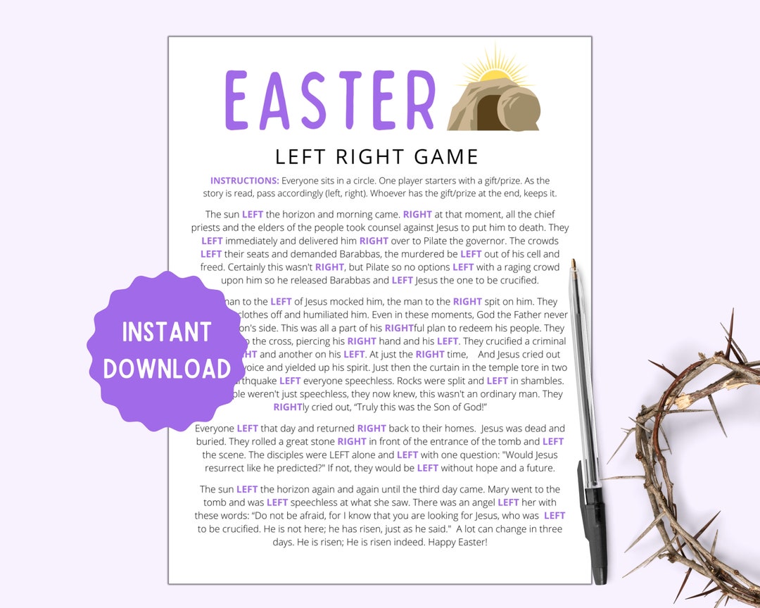 Left Right Easter Game Left Right Bible Story Easter Bible Games Easter ...
