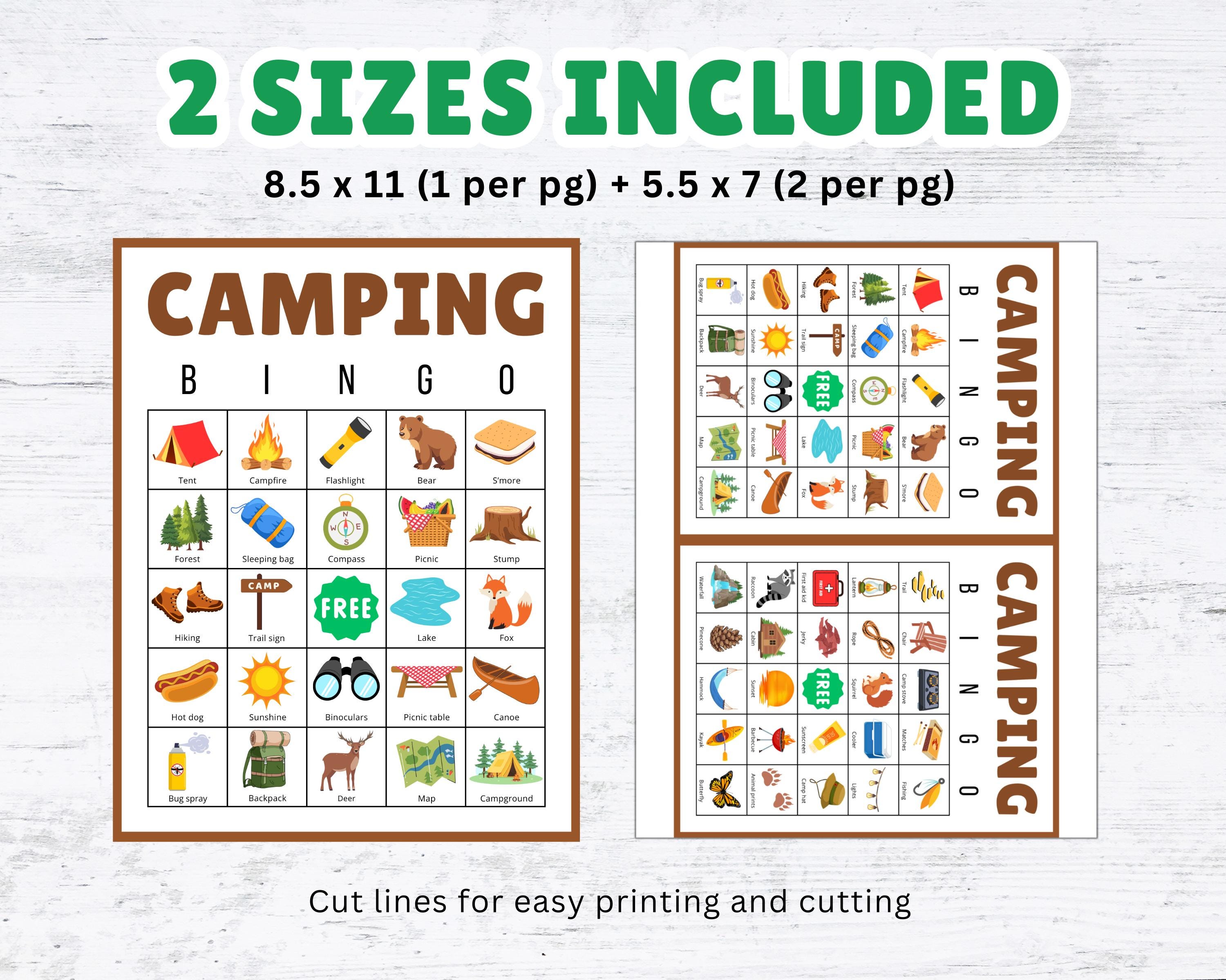 Camping Bingo | Printable Camping Bingo | Camping Games | Campground ...