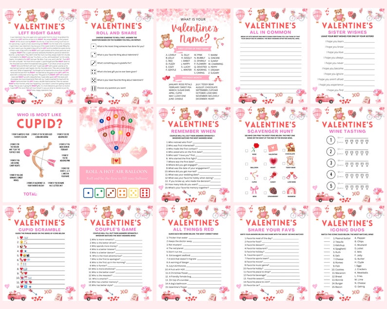 Valentine's Day Game Bundle | 40 Printable Games (instant Download) - Etsy