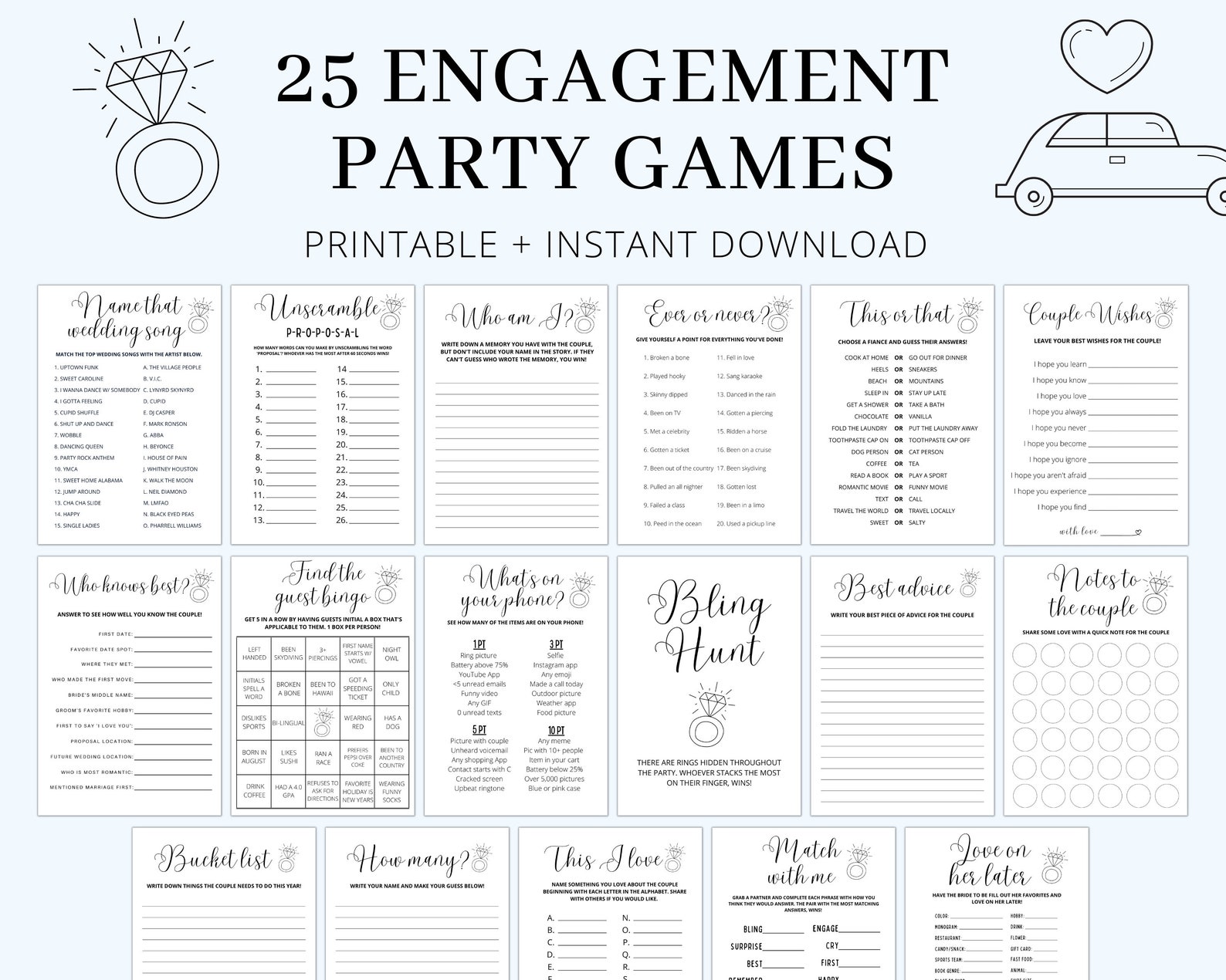 Engagement Party Games Bundle Engagement Party Games - Etsy