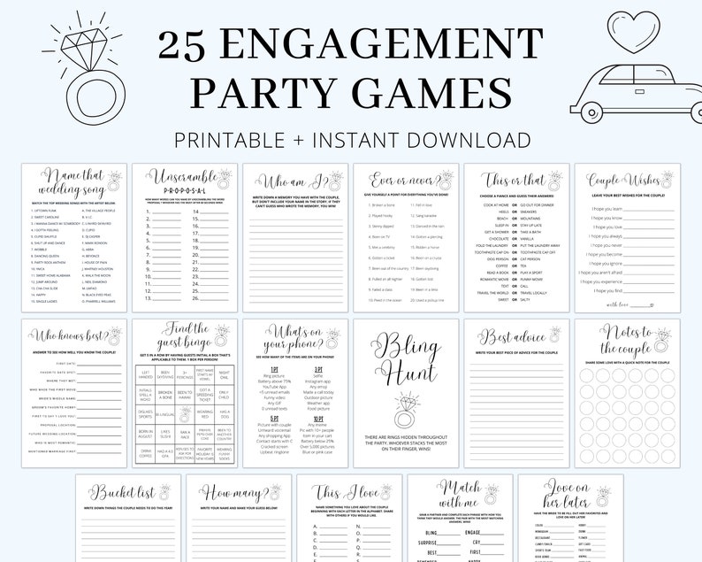 Engagement Party Games Bundle Engagement Party Games - Etsy