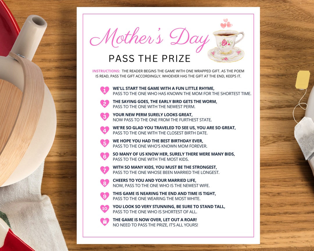 Mothers Day Pass the Prize | Mothers Day Games | Mothers Day Tea Party ...