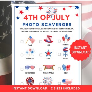 4th of July Scavenger Hunt | July 4th Game | Independence Day Game ...