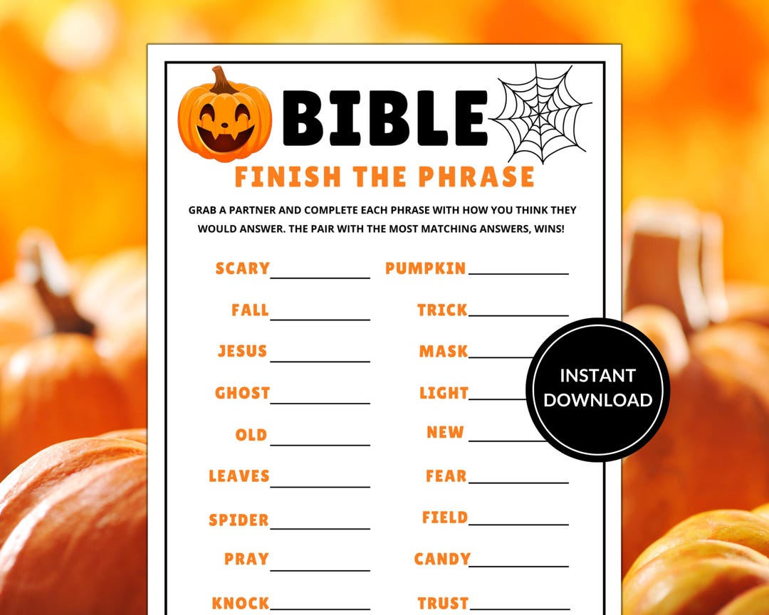 Halloween Bible Game: Finish the Phrase (printable) - Etsy