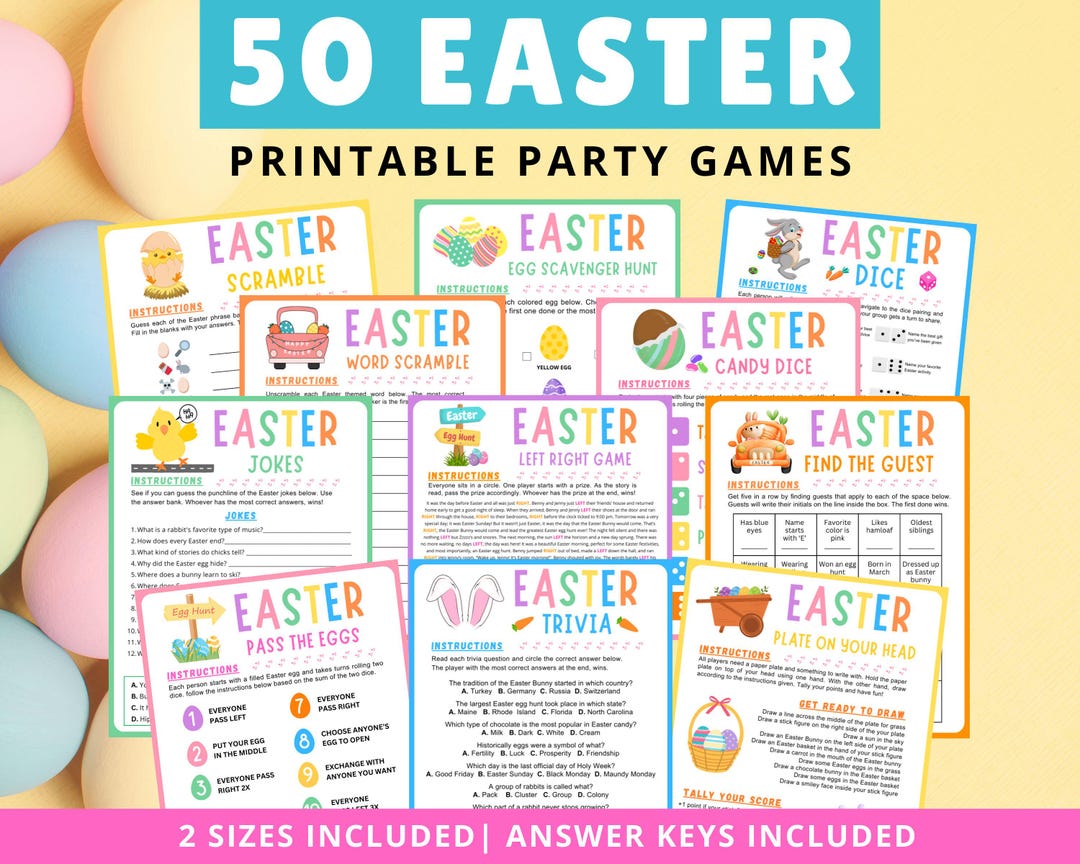 Easter Games | Printable Easter Games | Easter Trivia | Easter Left ...