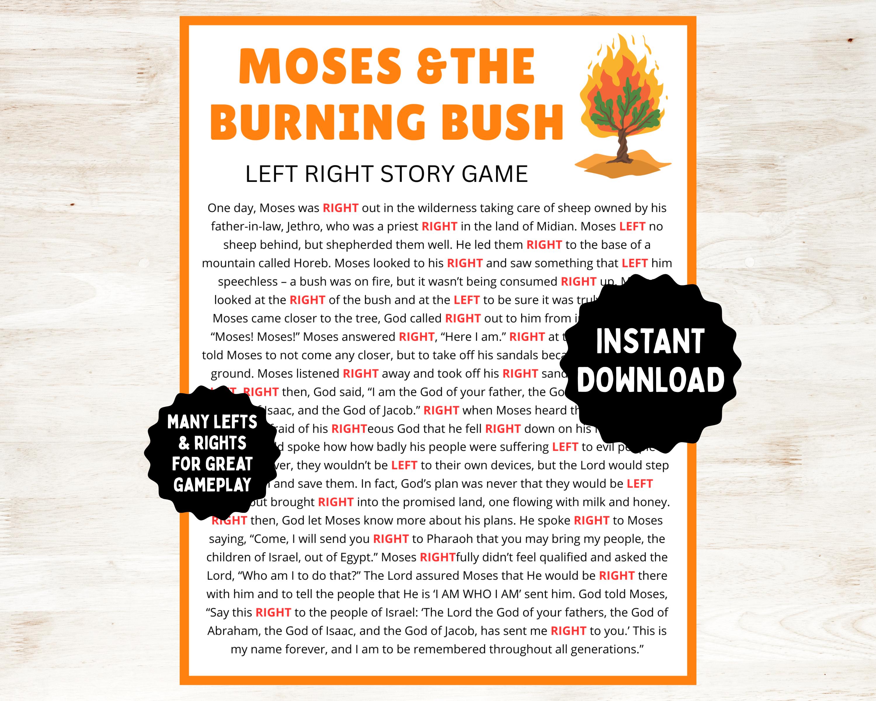 Burning Bush Bible Game: Moses Story, Sunday School Activity (digital ...