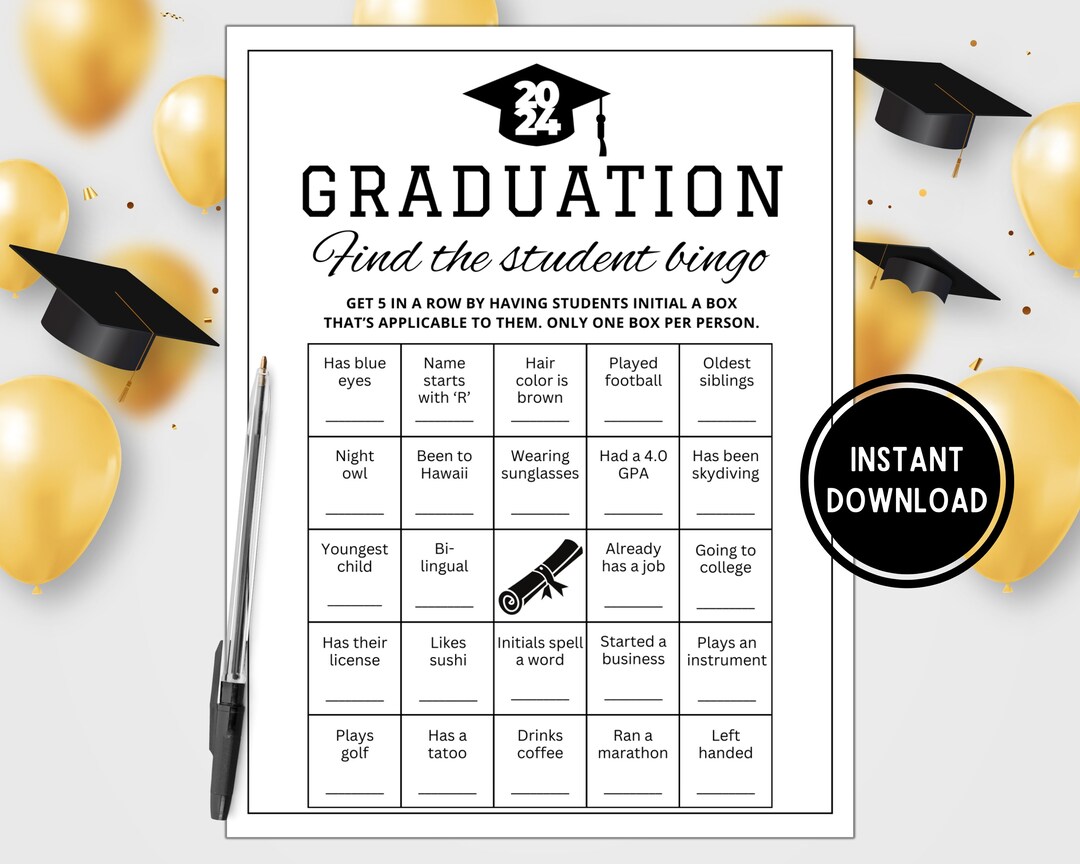 Find the Student Bingo Graduation Icebreaker 2024 Graduation Games ...