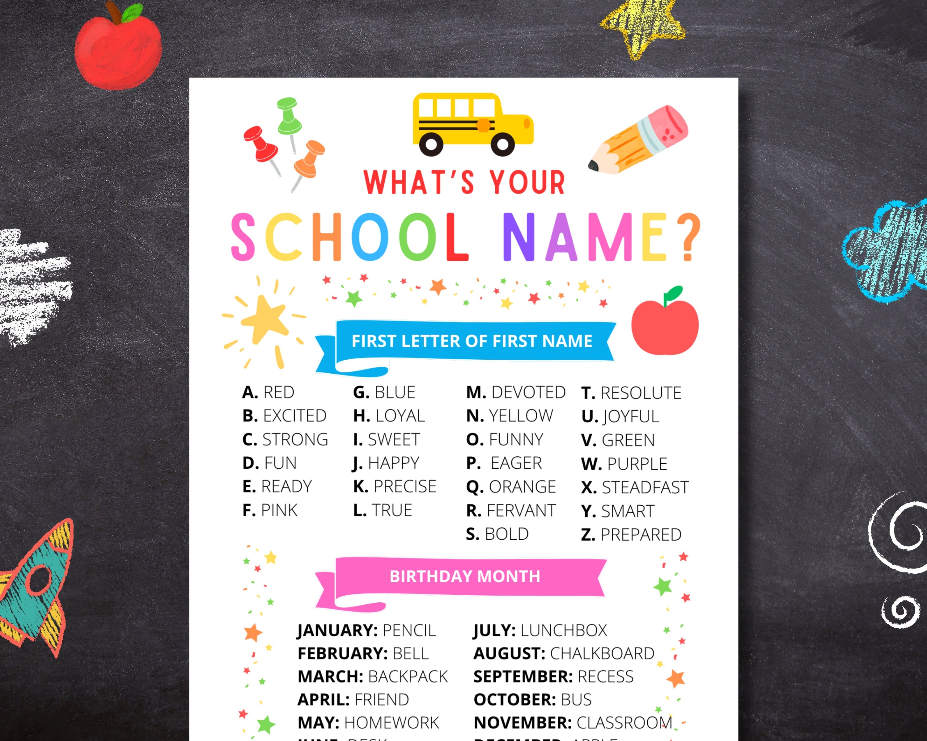 What's Your School Name Game | Back to School Activity (digital ...