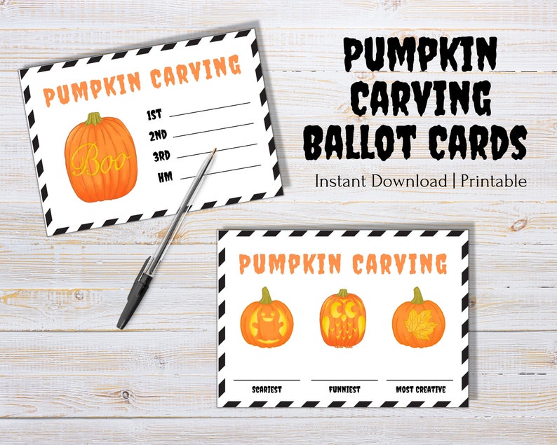 Pumpkin Carving Contest Ballots | Halloween Party Voting (digital ...