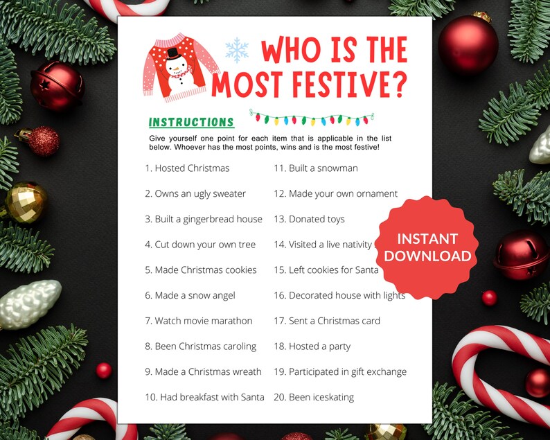 Who is Most Festive Christmas Party Game (digital Download) - Etsy